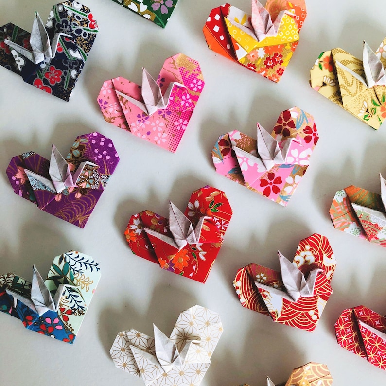 Origami Crane Hearts Japanese Lockdown Gift Virtual Hug | Etsy