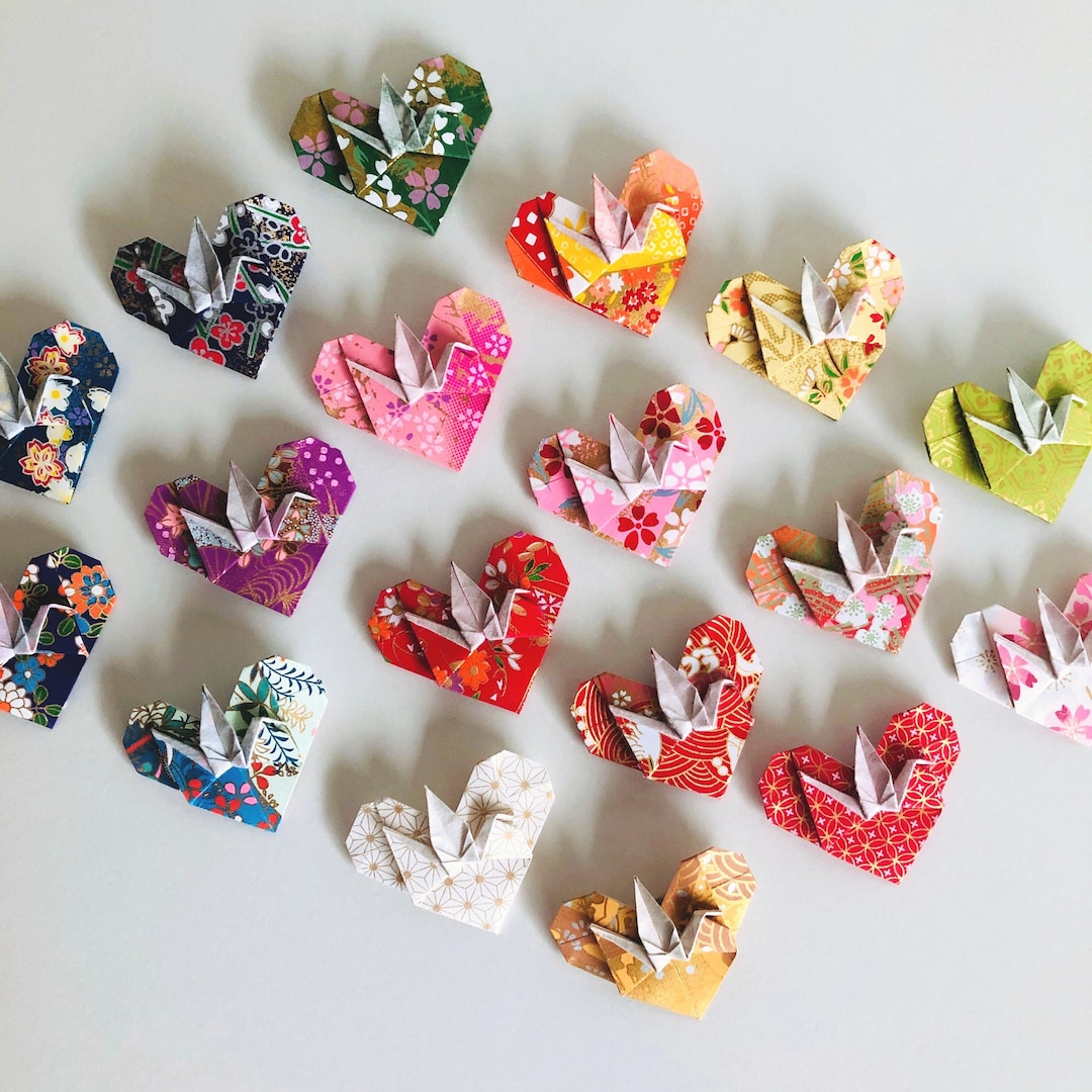 Origami Crane Hearts, Japanese Lockdown Gift, Virtual Hug Gift, Pocket ...
