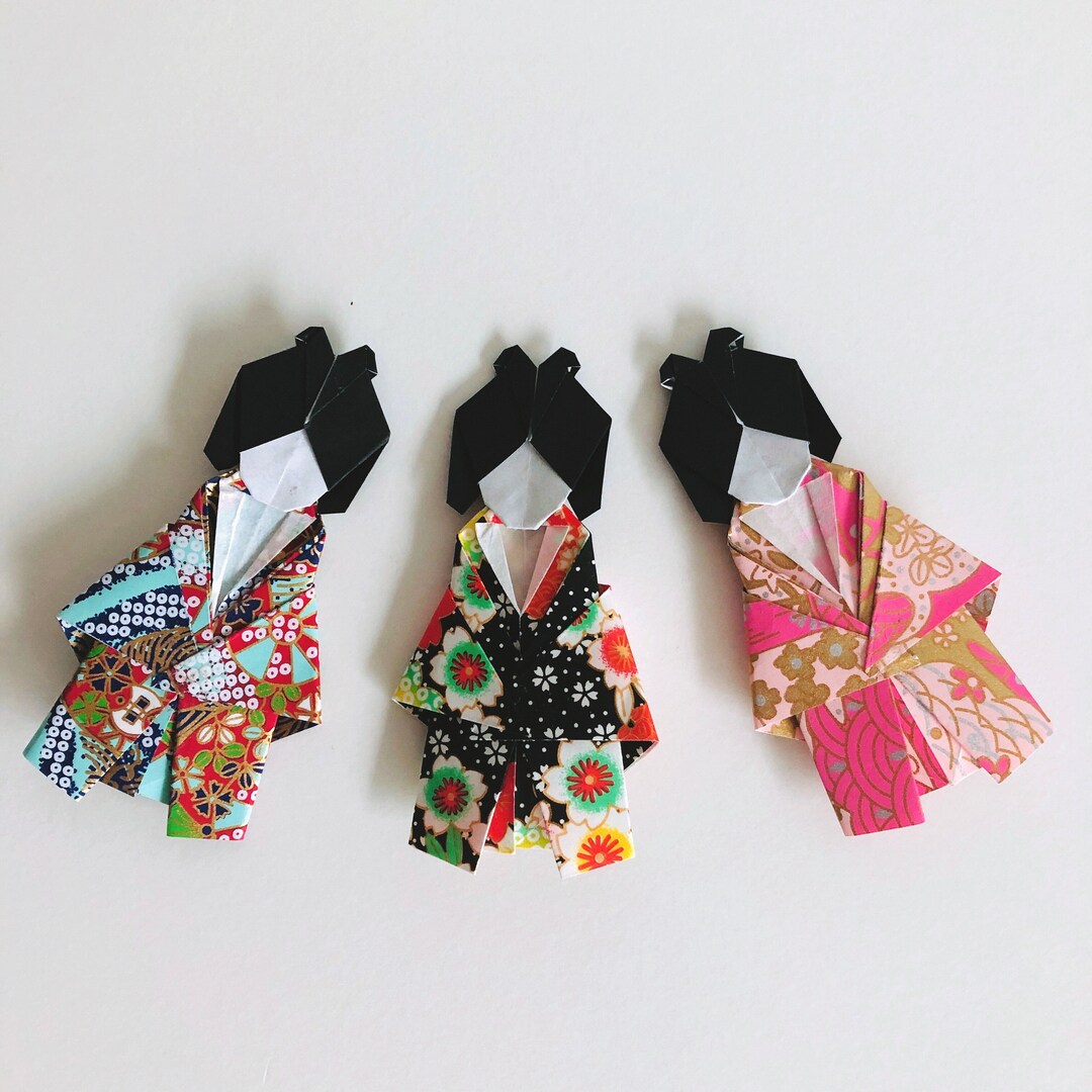 Origami Geisha Bookmarks Set of 1, 3, 5, Japanese Kimono Doll Bookmarks ...