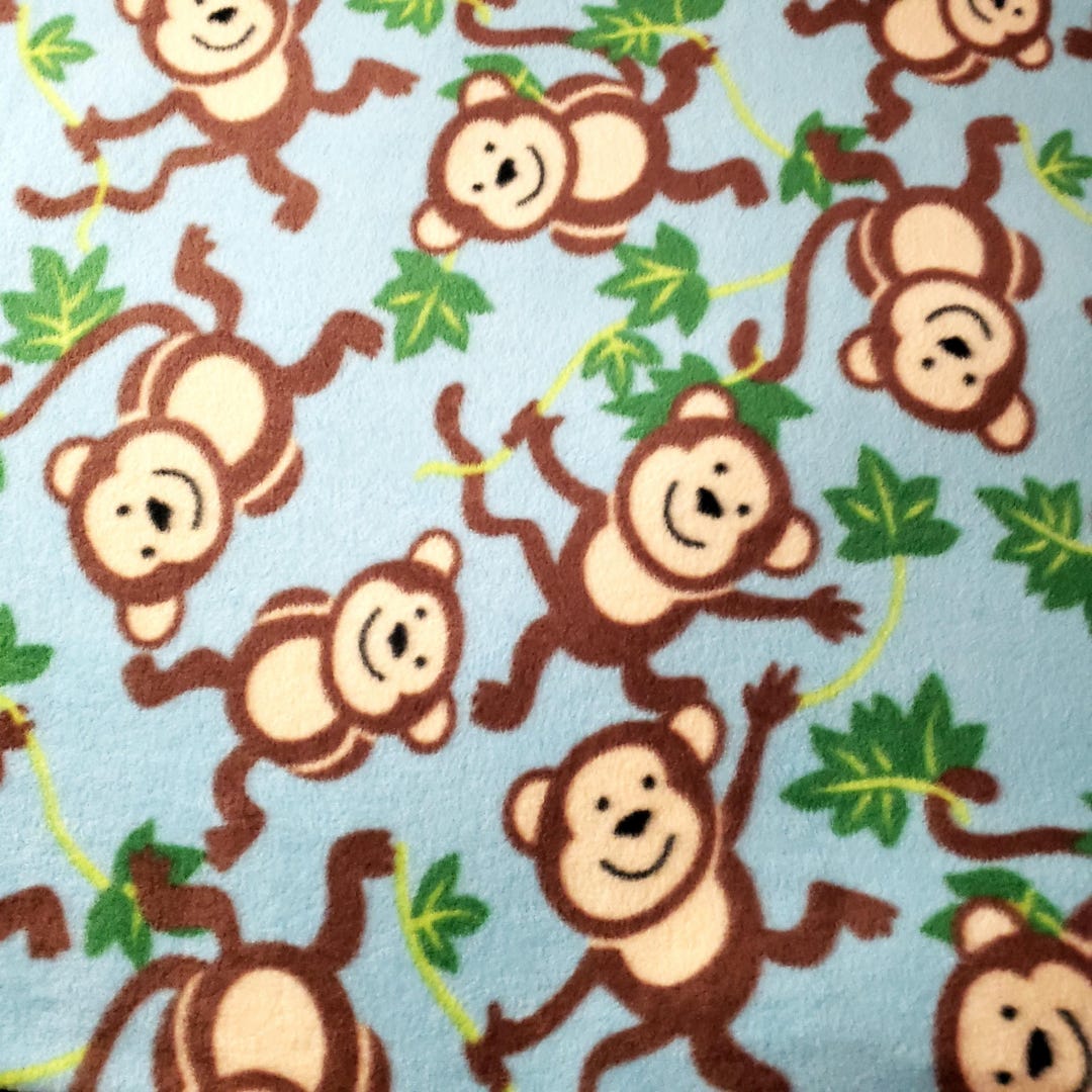 Playful Jungle Monkeys Print Fleece Fabric 60" by the Yard Cozy and ...