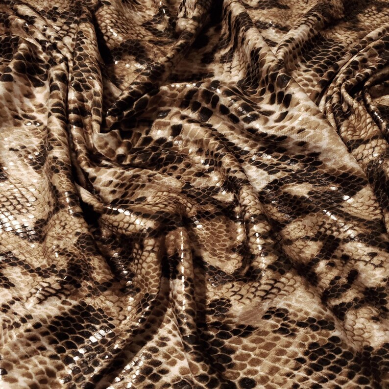 Snakeskin Snake Print Fabric by the Yard Brown Tan Beige Glossy on ...
