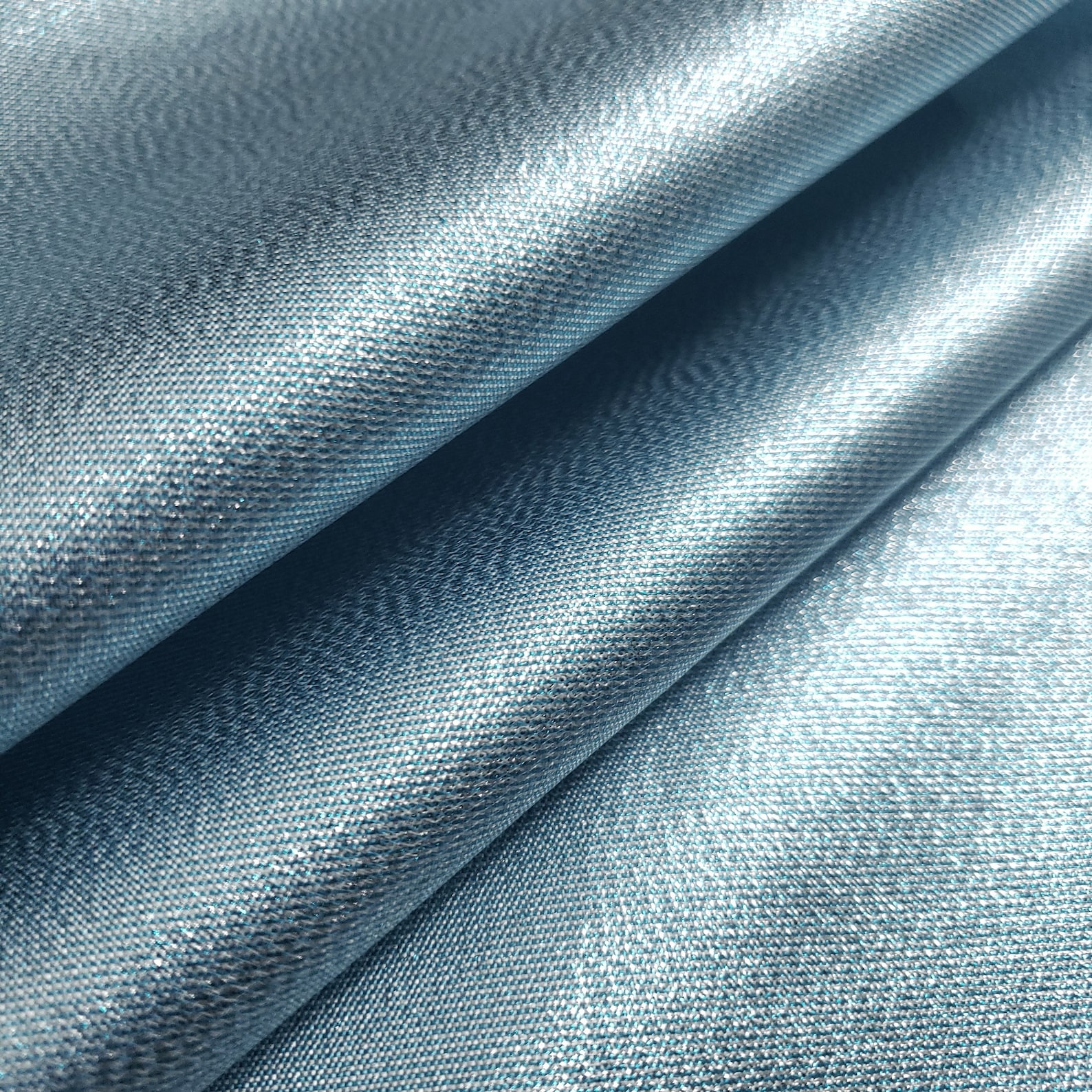 Shiny Metallic Blue Silver Two Tone Tinsel Satin Fabric 58" by the Yard ...