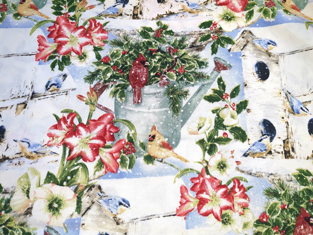 Vintage 2014 Jane Shasky Cotton Fabric Winter Garden Cottage Charm ...