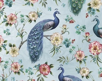 Blue Peacock Fabric | Etsy