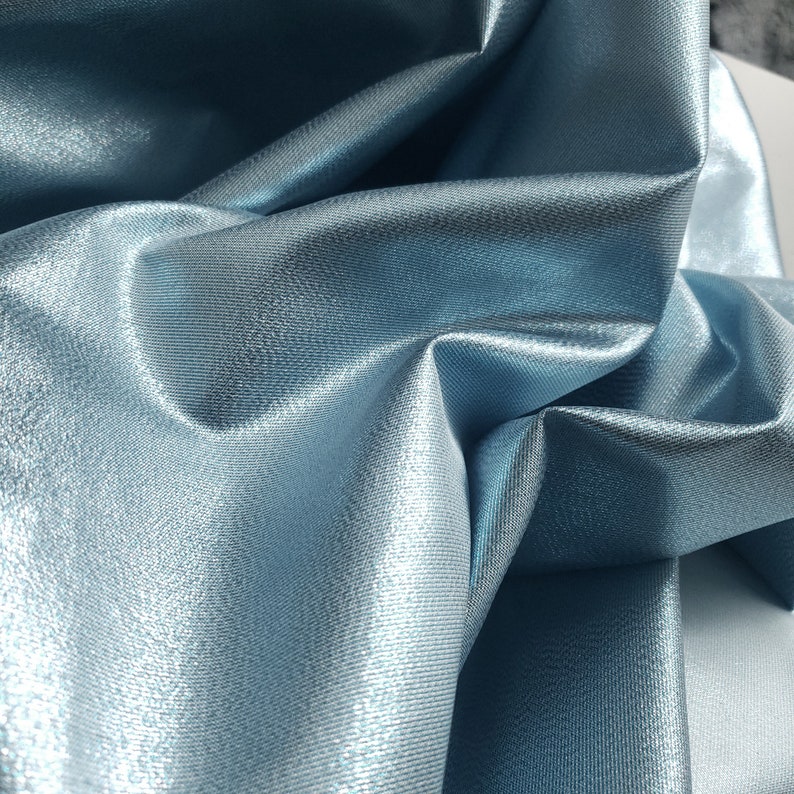 Shiny Metallic Blue Silver Two Tone Tinsel Satin Fabric 58" by the Yard ...