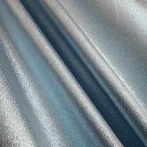 Shiny Metallic Blue Silver Two Tone Tinsel Satin Fabric 58" by the Yard ...