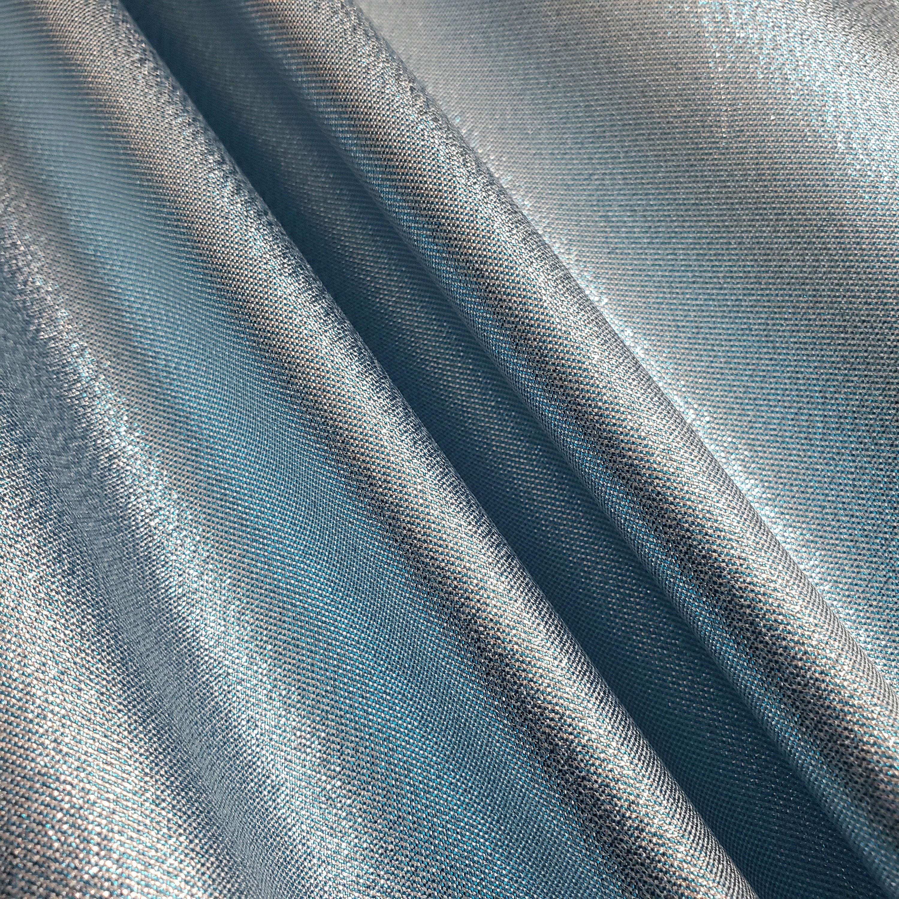 Shiny Metallic Blue Silver Two Tone Tinsel Satin Fabric 58" by the Yard ...