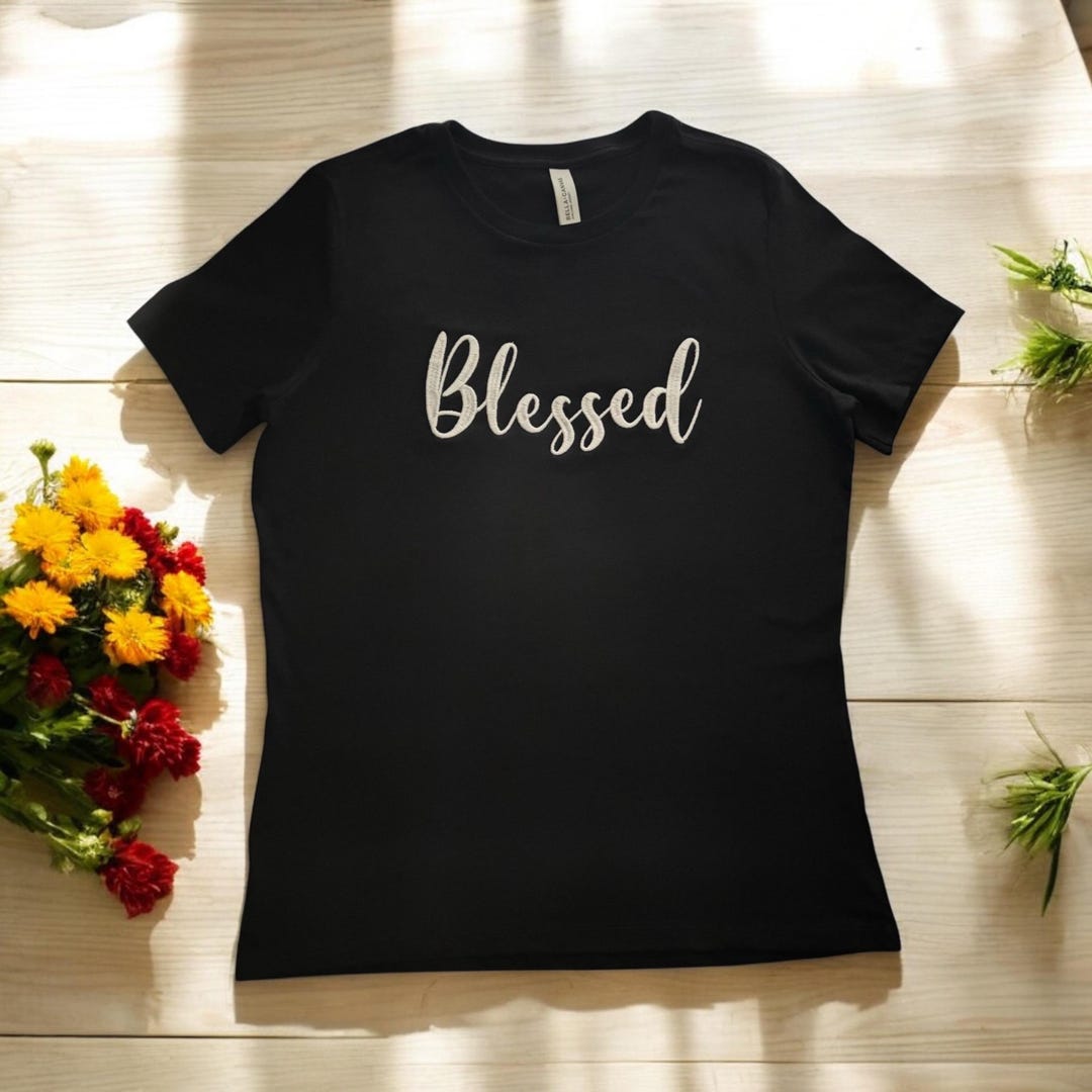 Blessed T-shirt, Good Vibes T-shirt, Embroidered T-shirt, Spiritual ...