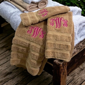 Monogram Towel Set/personalized Bath Towel Set/ Custom Towel Set ...