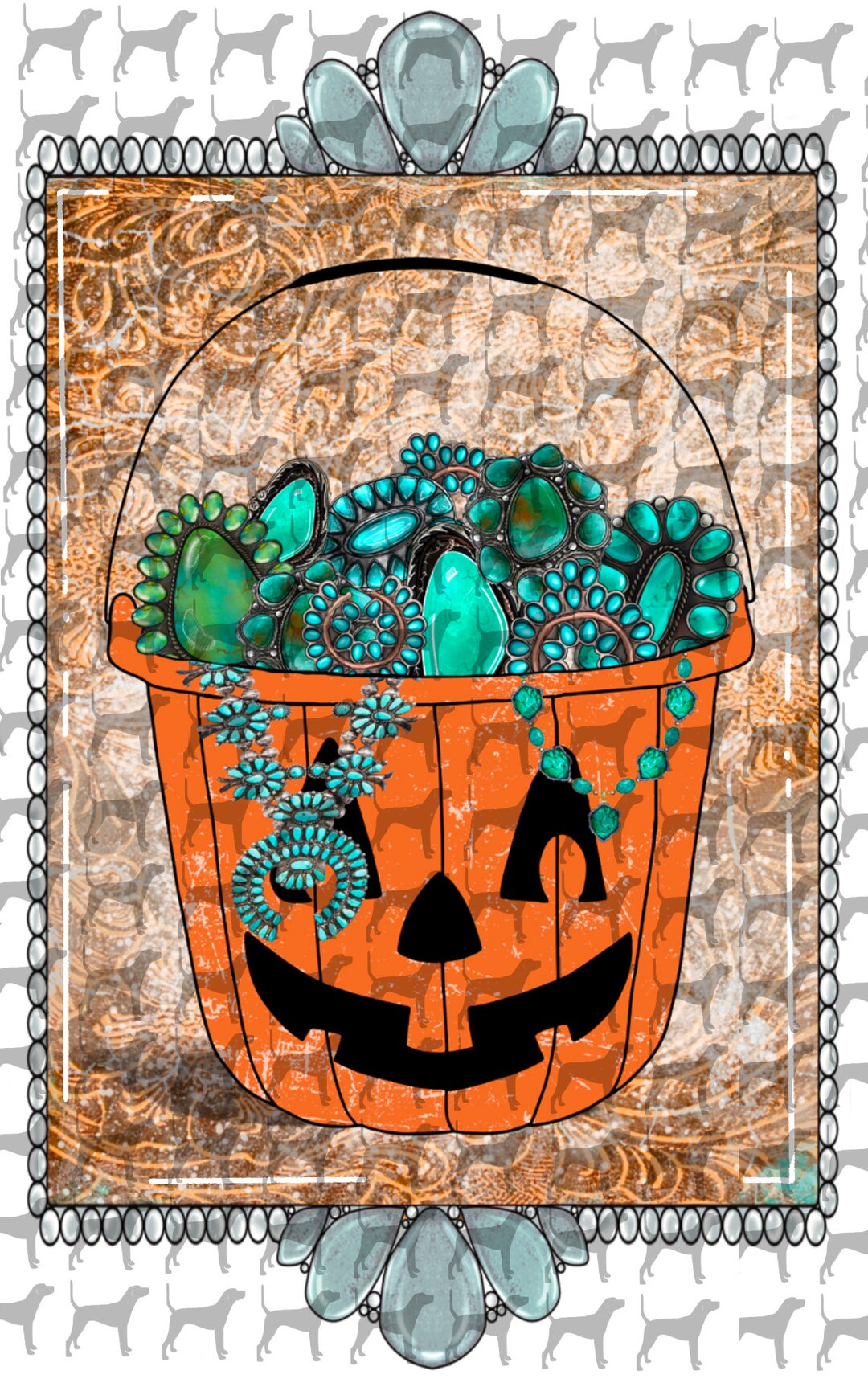 Turquoise Filled Halloween Jack-o-lantern Bucket DIGITAL Download Png ...