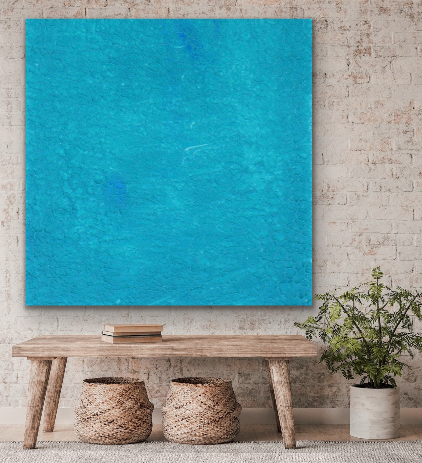 Teal Blue Wall Art, Teal Abstract Art, Turquoise Blue Painting on ...