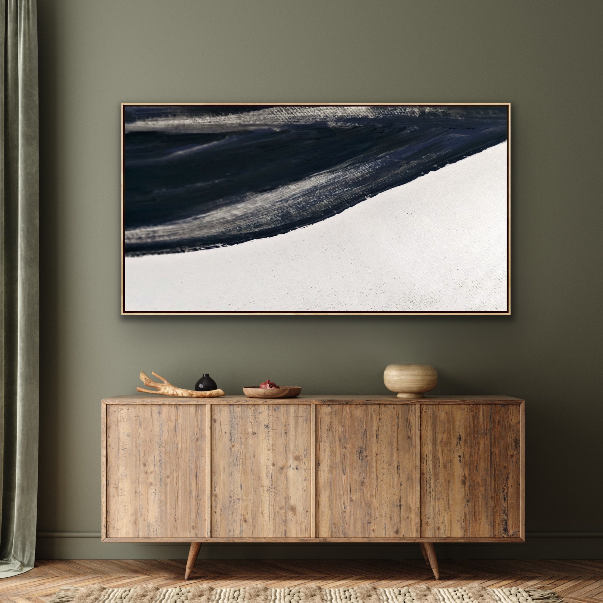 96" Original Handmade White Black Abstract Art Textured Oversized ...