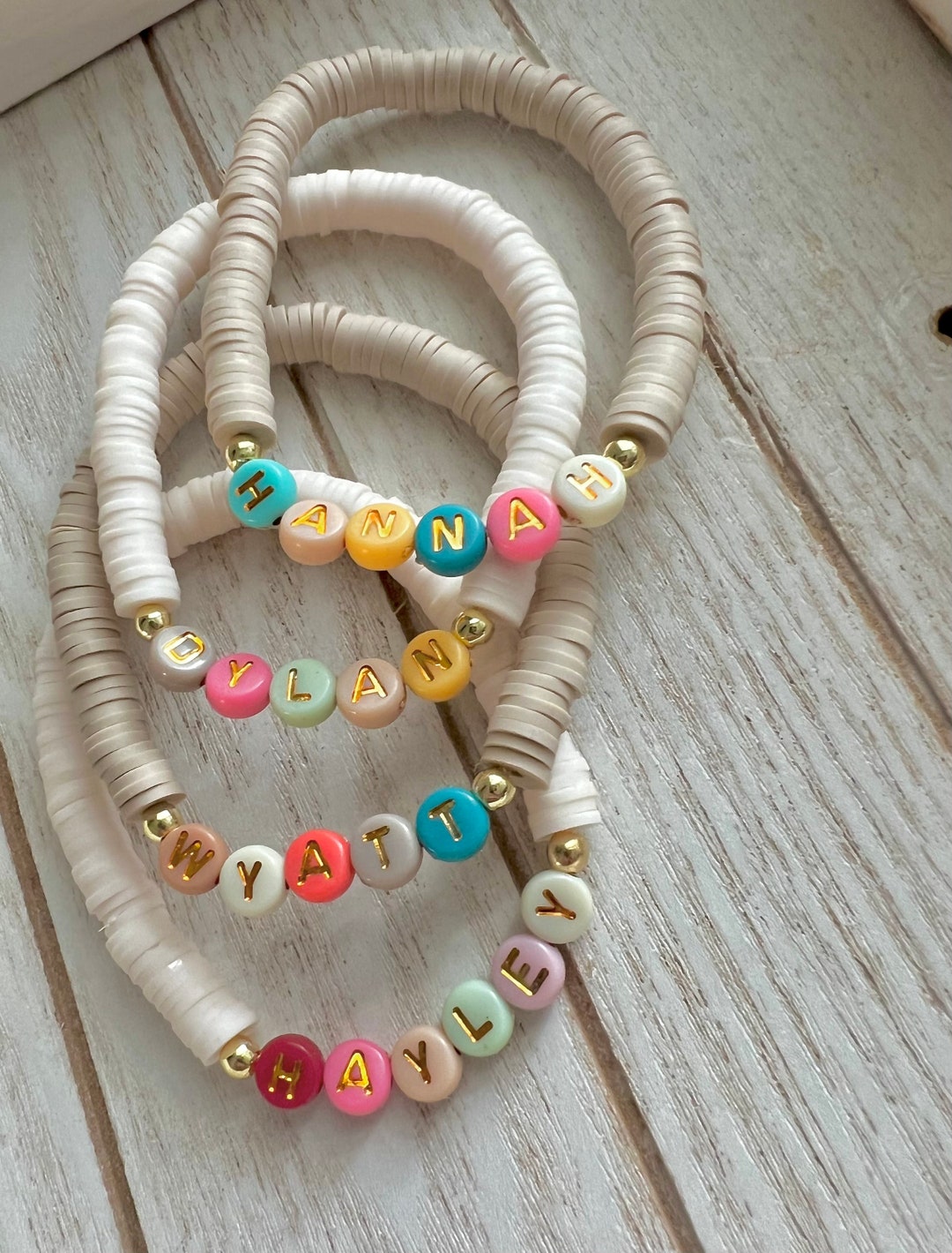 Colorful Name Bracelet, Personalized Beaded Name Bracelet , Mom Gift ...