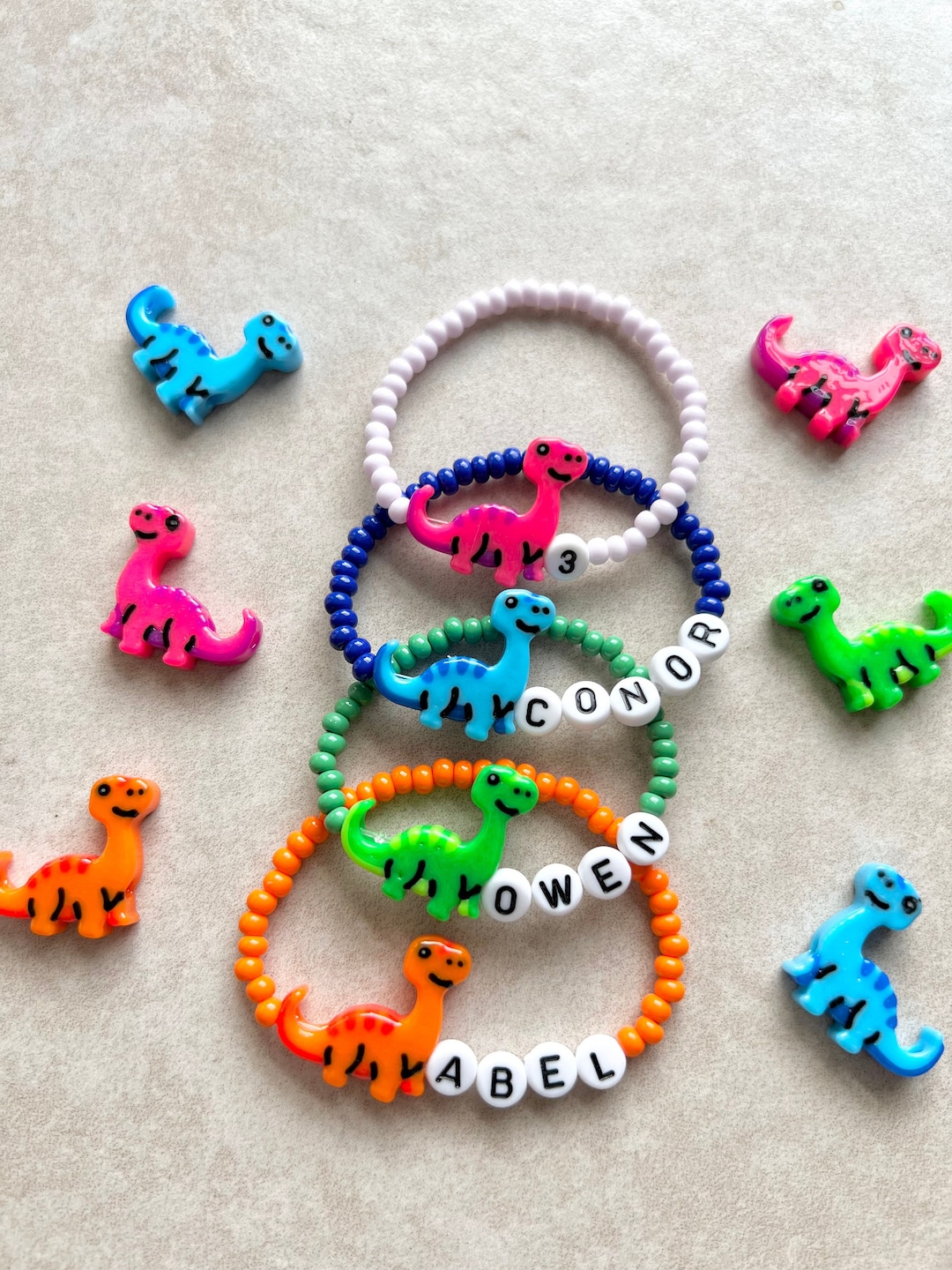 Toddler Dinosaur Name Bracelet Boys Bracelet Toddler Jewelry Birthday ...