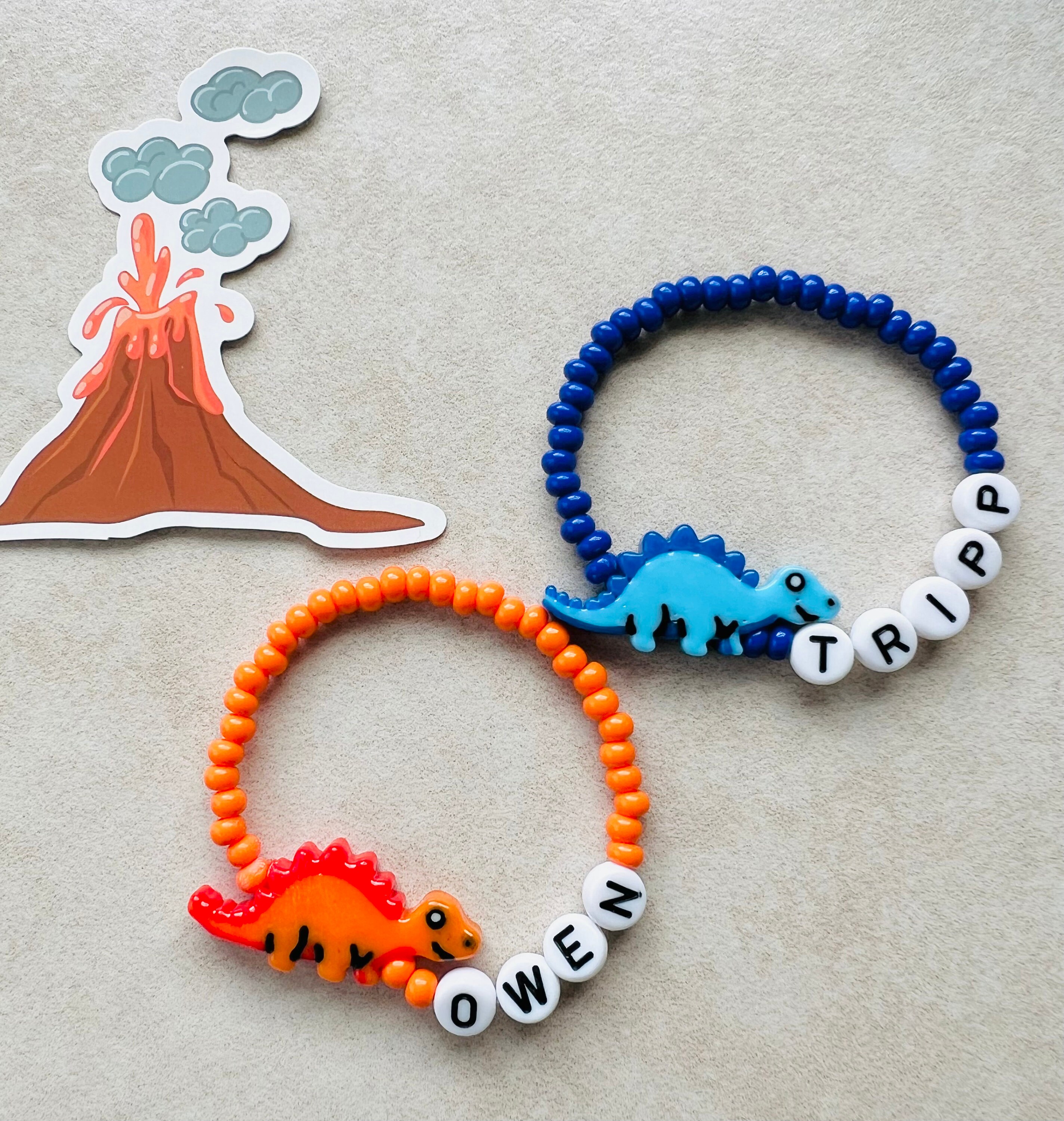 Personalized Dinosaur Name Bracelet: Acrylic Beaded Toddler Jewelry ...