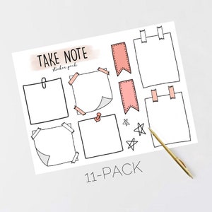 Bullet Journal/planner Sticky Note Sticker Pack assorted Sizes - Etsy