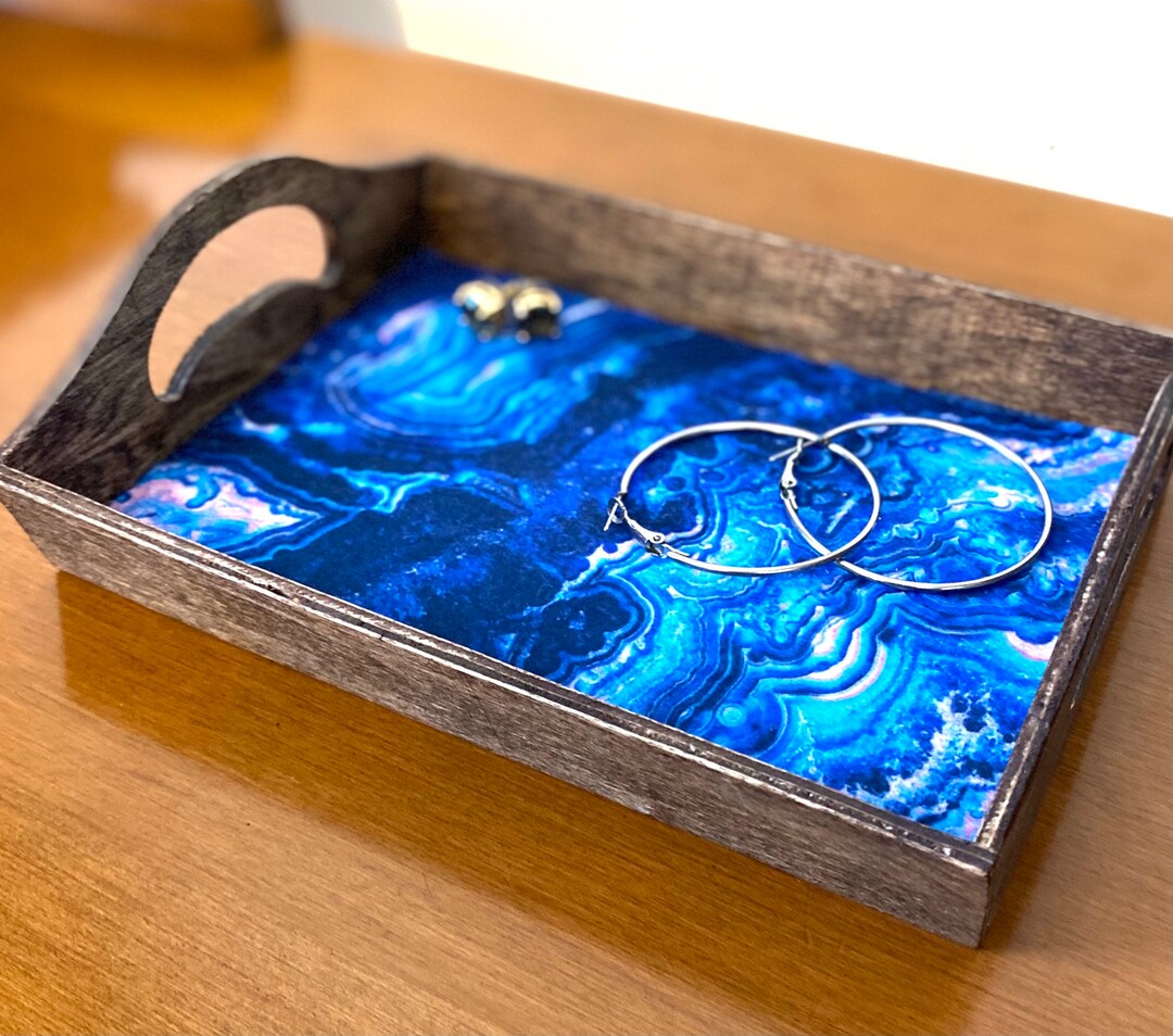 The Galaxy Blue Tray Vanity Tray Wooden Perfume Flat Open - Etsy