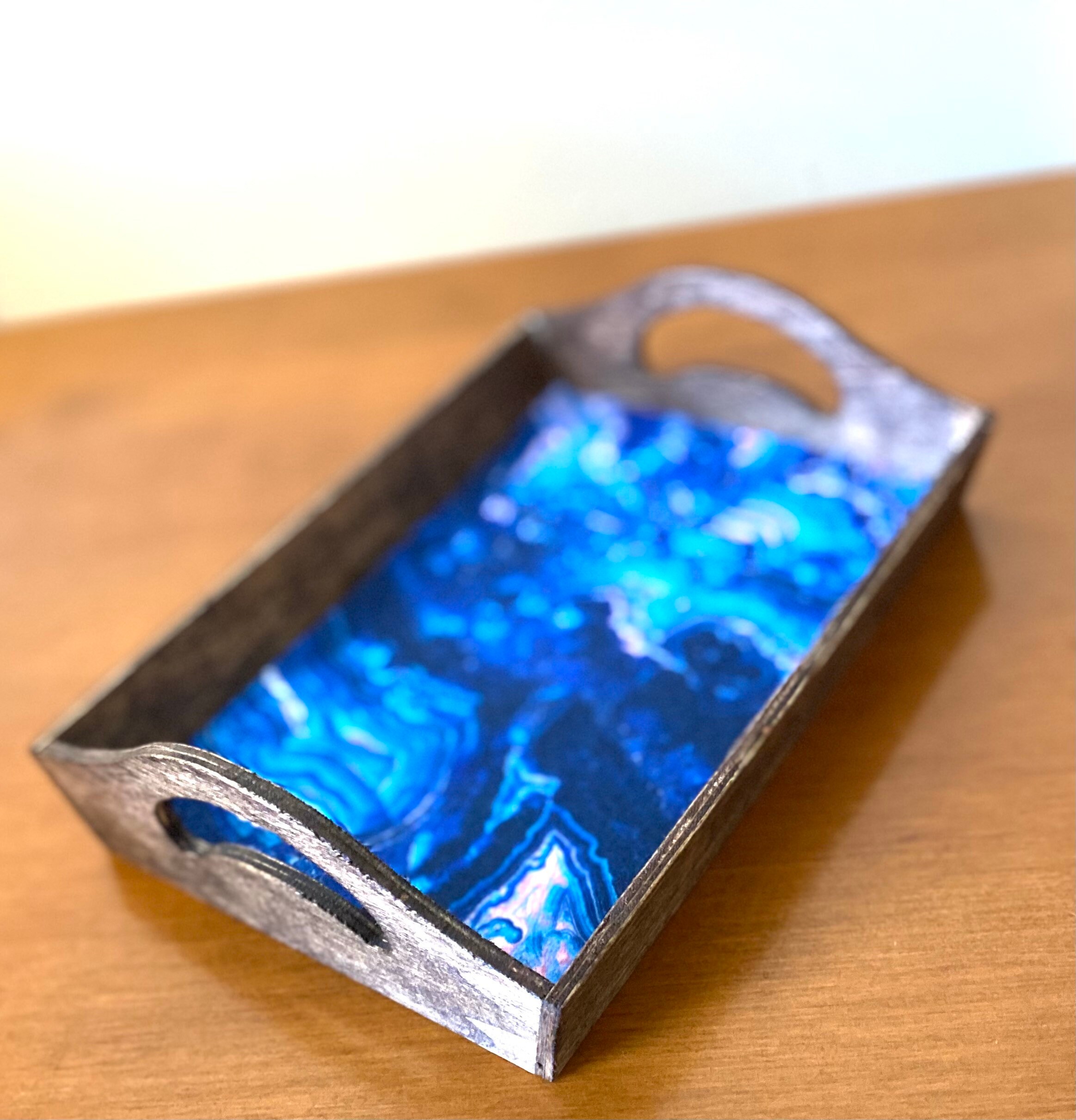 The Galaxy Blue Tray Vanity Tray Wooden Perfume Flat Open - Etsy