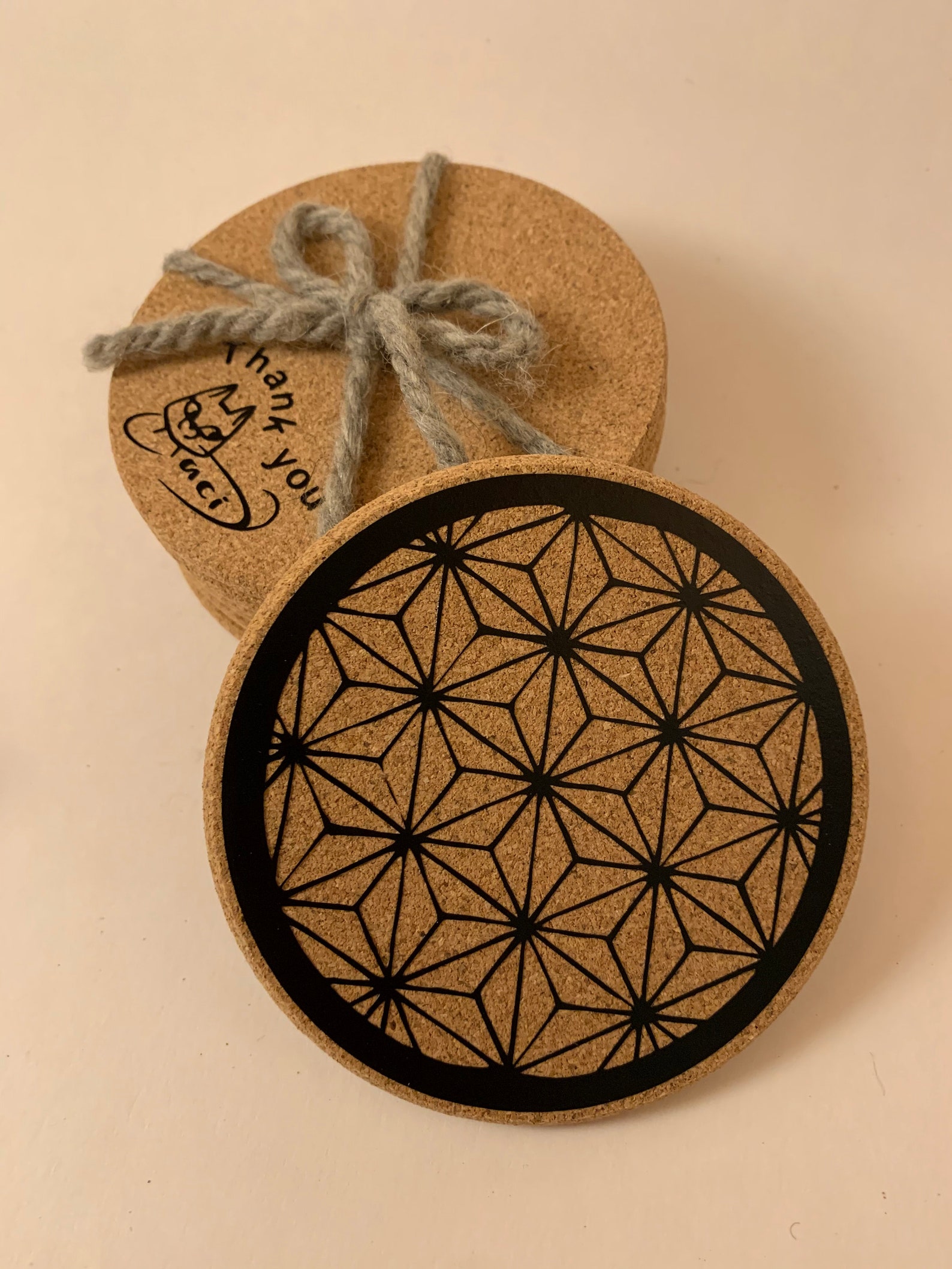 Cork Coaster Set / 6-piece / Japanese / Sashiko /wave / - Etsy