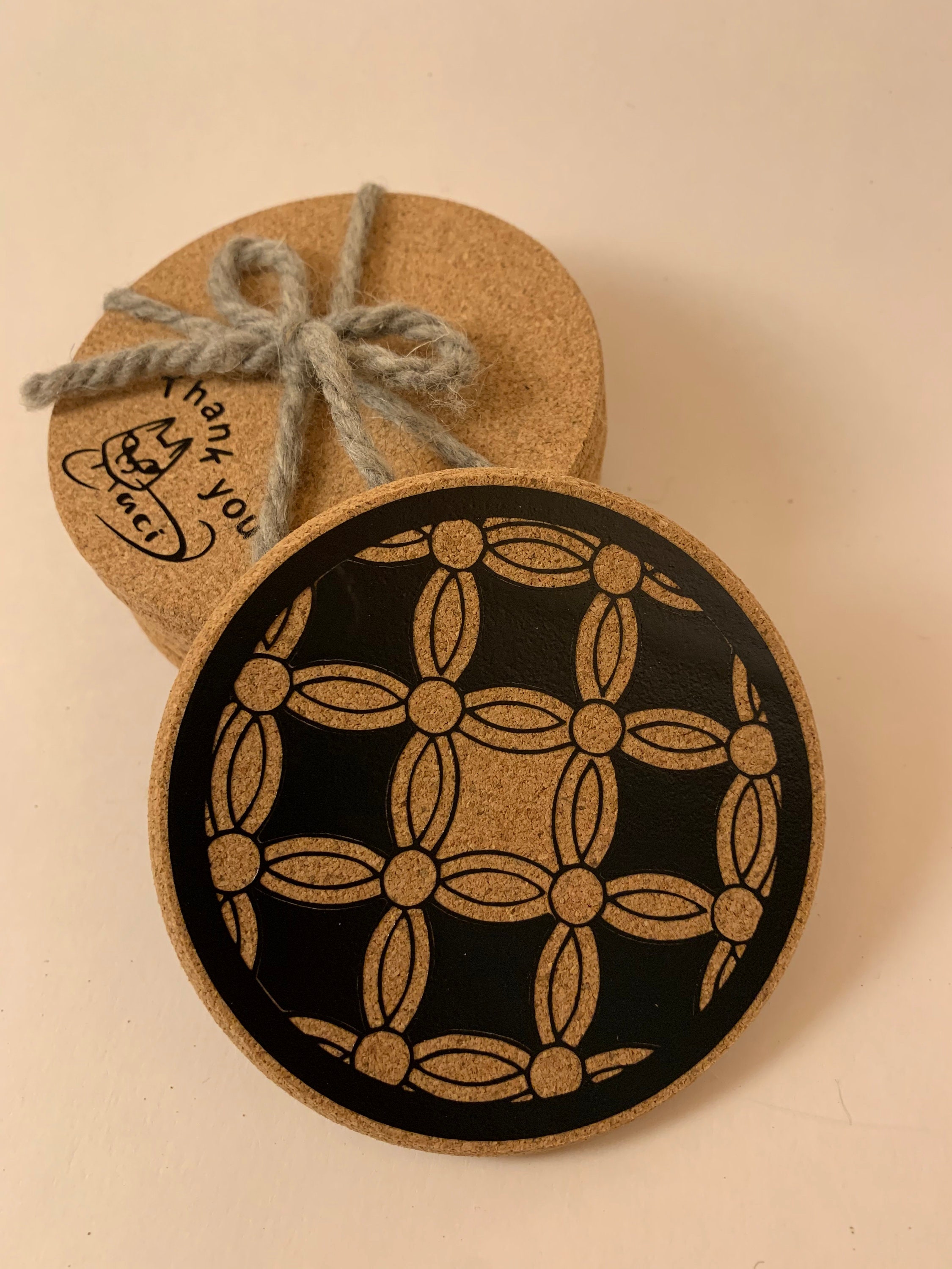 Cork Coaster Set / 6-piece / Japanese / Sashiko /wave / - Etsy