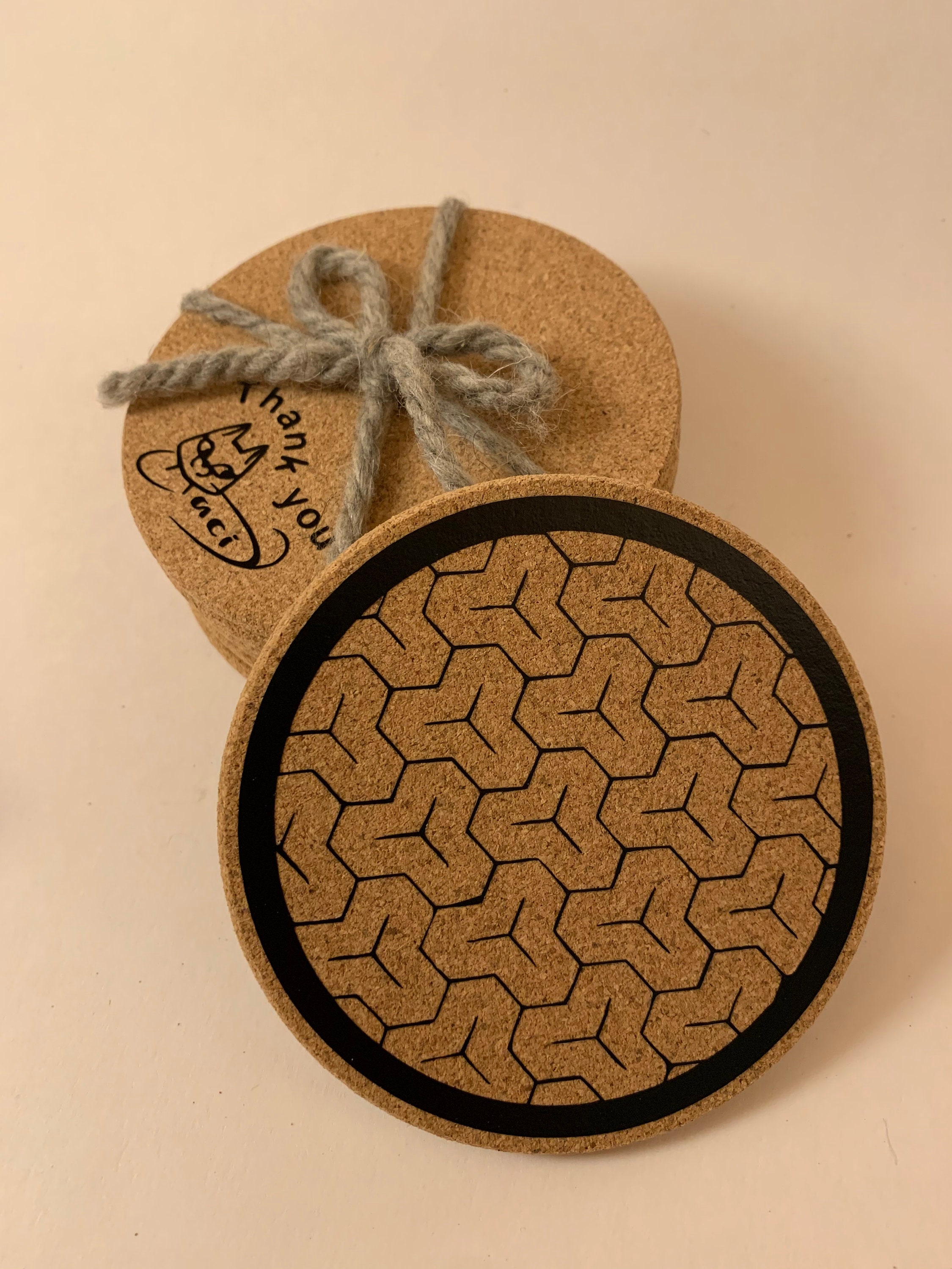 Cork Coaster Set / 6-piece / Japanese / Sashiko /wave / - Etsy