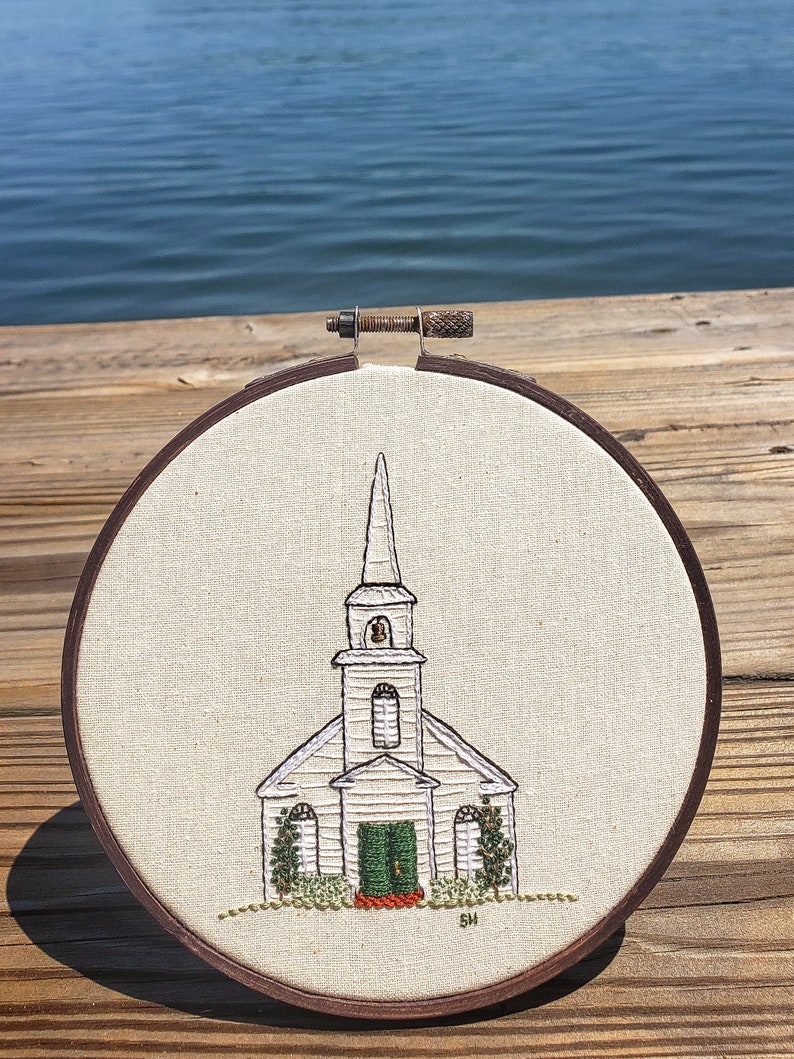 Custom Church Embroidery Hoop - Hand Embroidered - Made to Order ...