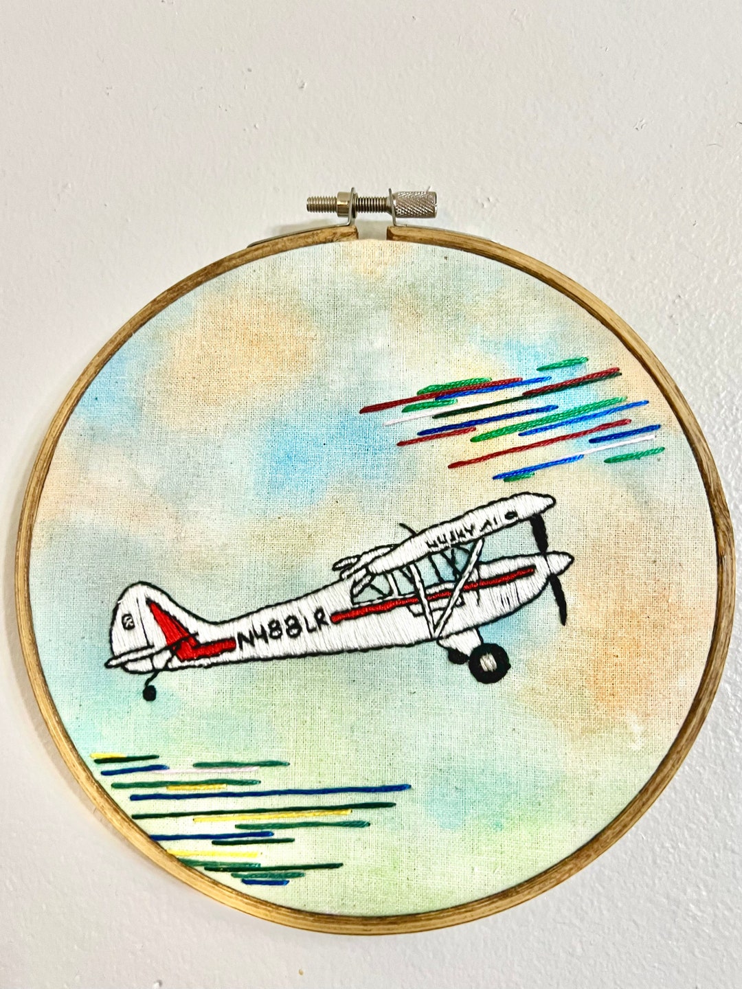 Custom Airplane Embroidery Art - Hand Embroidered - Hand Painted ...