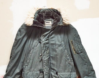 Vintage 1960s 60s USAF US Air Force N-3B N3B Green Snorkel Parka Jacket ...