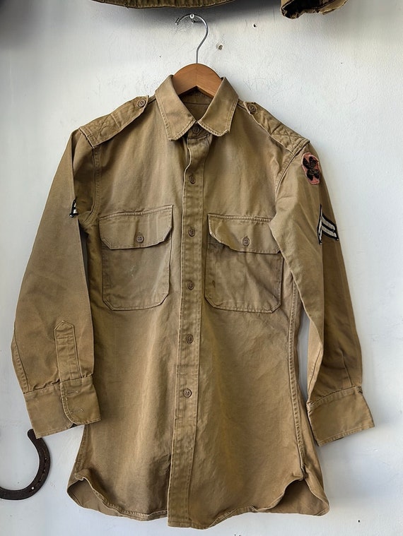 1964 Military Officers Patched Shirt - Gem