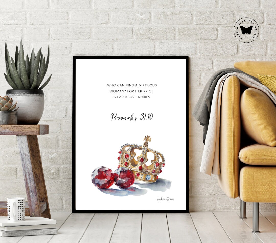 Proverbs 31:10 Watercolor Bible Verse Wall Art Scripture Wall Art, Who ...