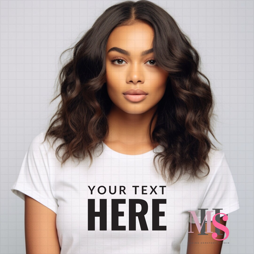Black Woman Mockup White T Shirt Mockup Bella Canvas Mockup Black Women ...