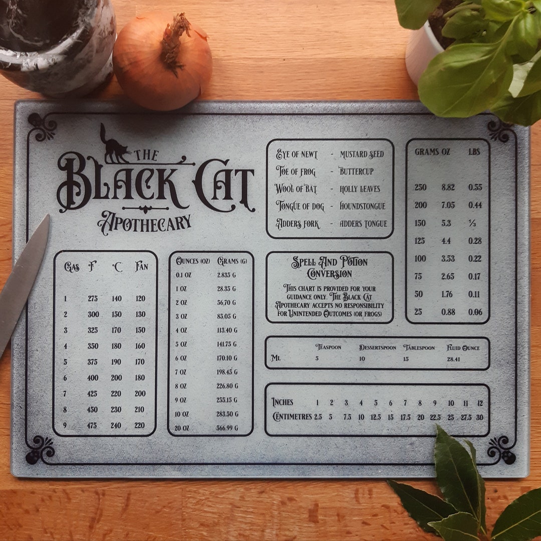 Witch Chopping Board, Gothic Kitchen Decor, Baking Conversion - Etsy