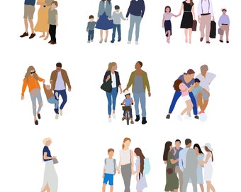 Flat Vector Cutout People 52 Pieces - Etsy