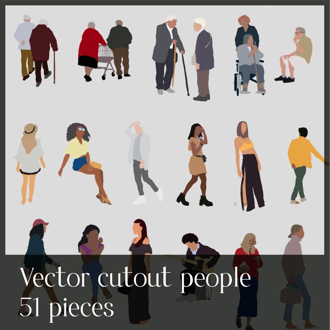 Architectural Illustration People: Flat Vector Cutouts (51 Pieces) - Etsy