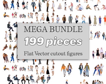 Flat Vector Cutout People 81 Pieces - Etsy Israel