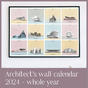 Architect's 2024 Wall Calendar Poster - Printable Art for Architects ...