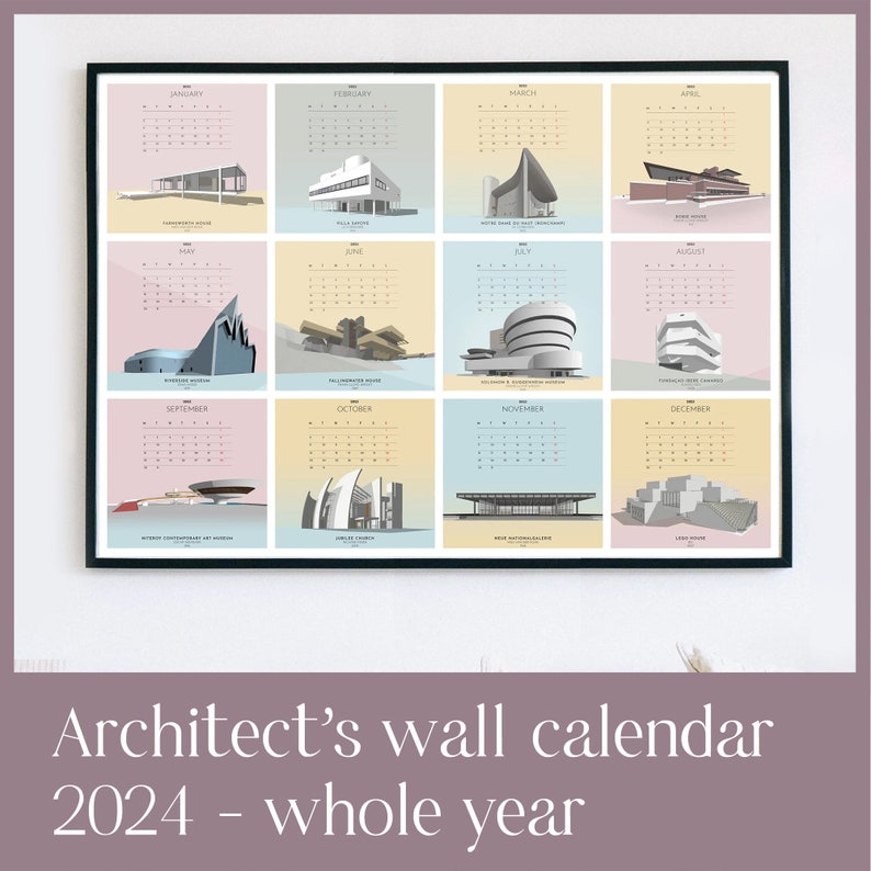 Architect's 2024 Wall Calendar Poster - Printable Art for Architects ...