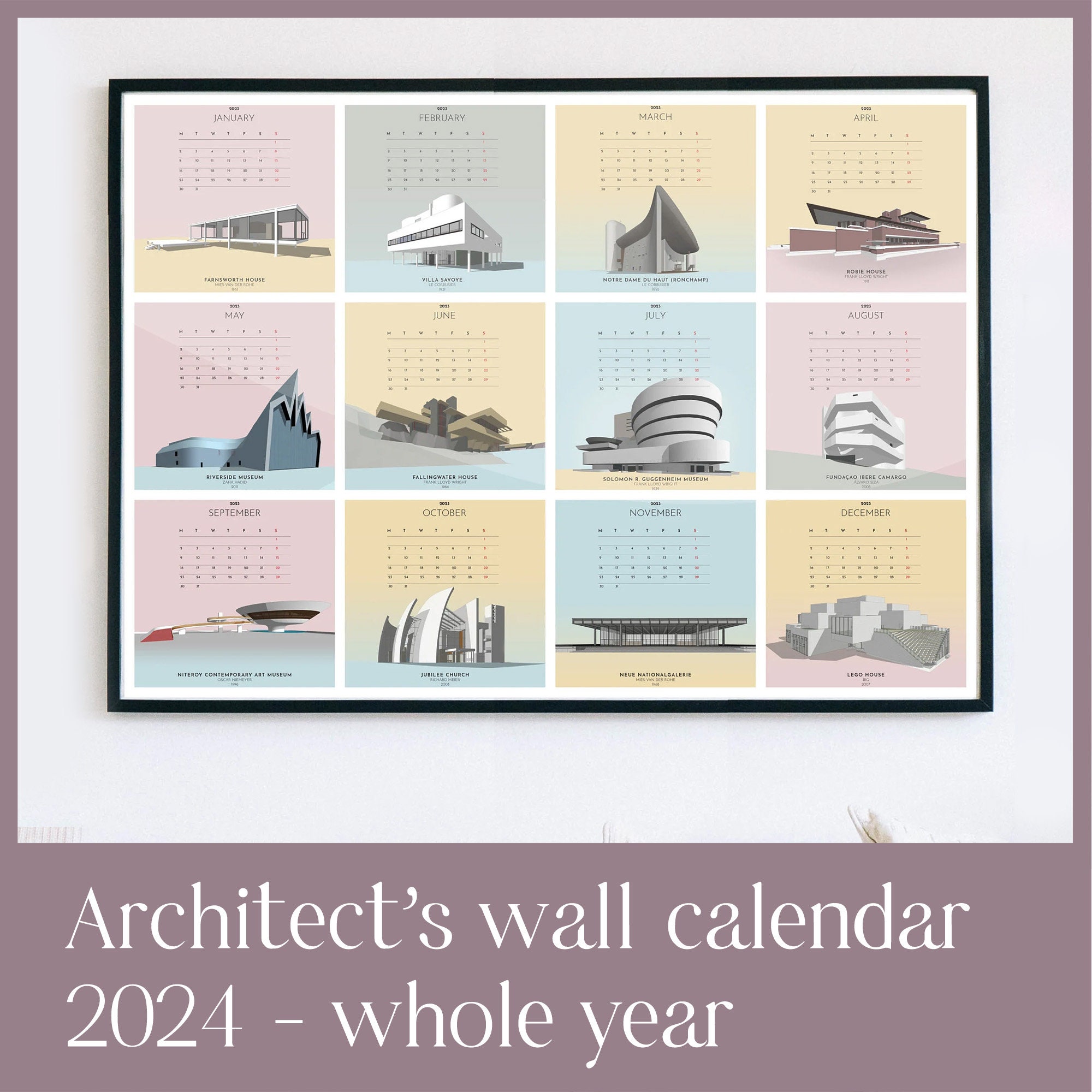 Architect's 2024 Wall Calendar Poster - Printable Art for Architects ...