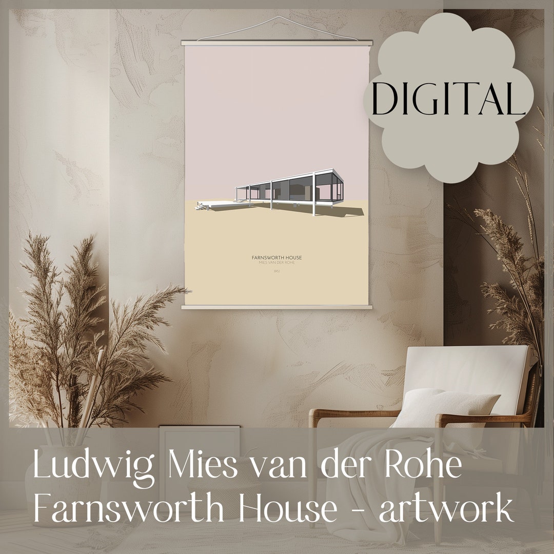 Farnsworth House - Poster Artwork - Ludwig Mies Van Der Rohe ...