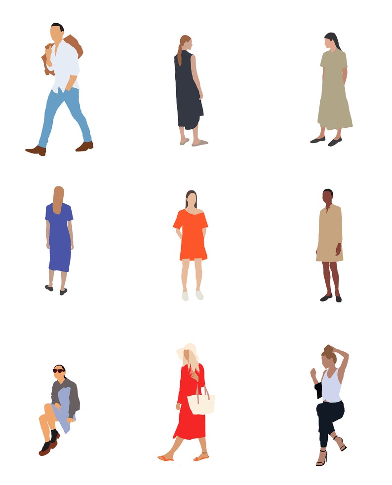 Flat Vector Cutout People (81 Pieces), Transparent PNG, Digital ...
