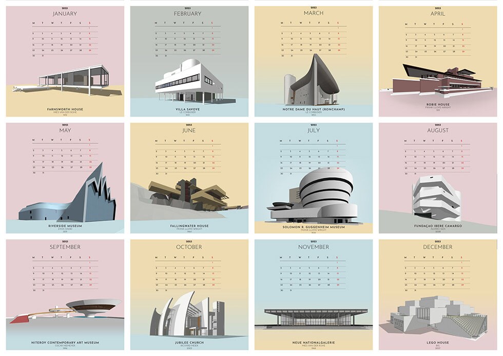 Architect's 2024 Wall Calendar Poster - Printable Art for Architects ...