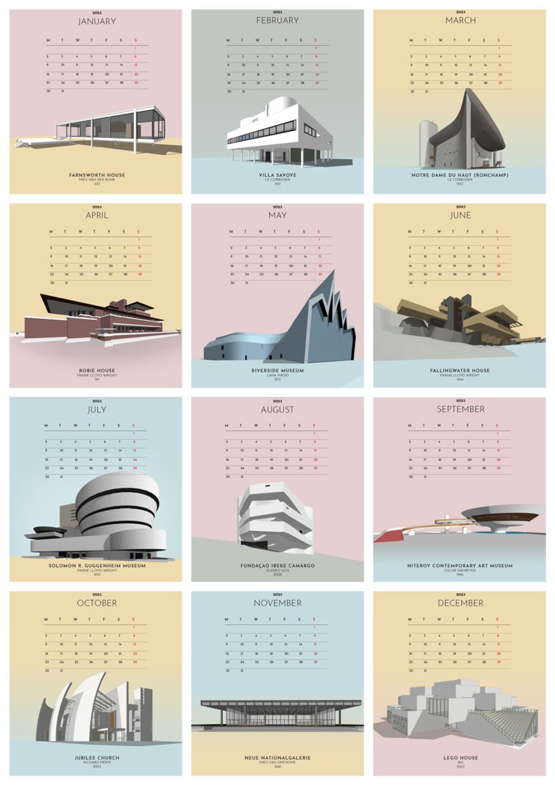 Architect's 2024 Wall Calendar Poster - Printable Art for Architects ...