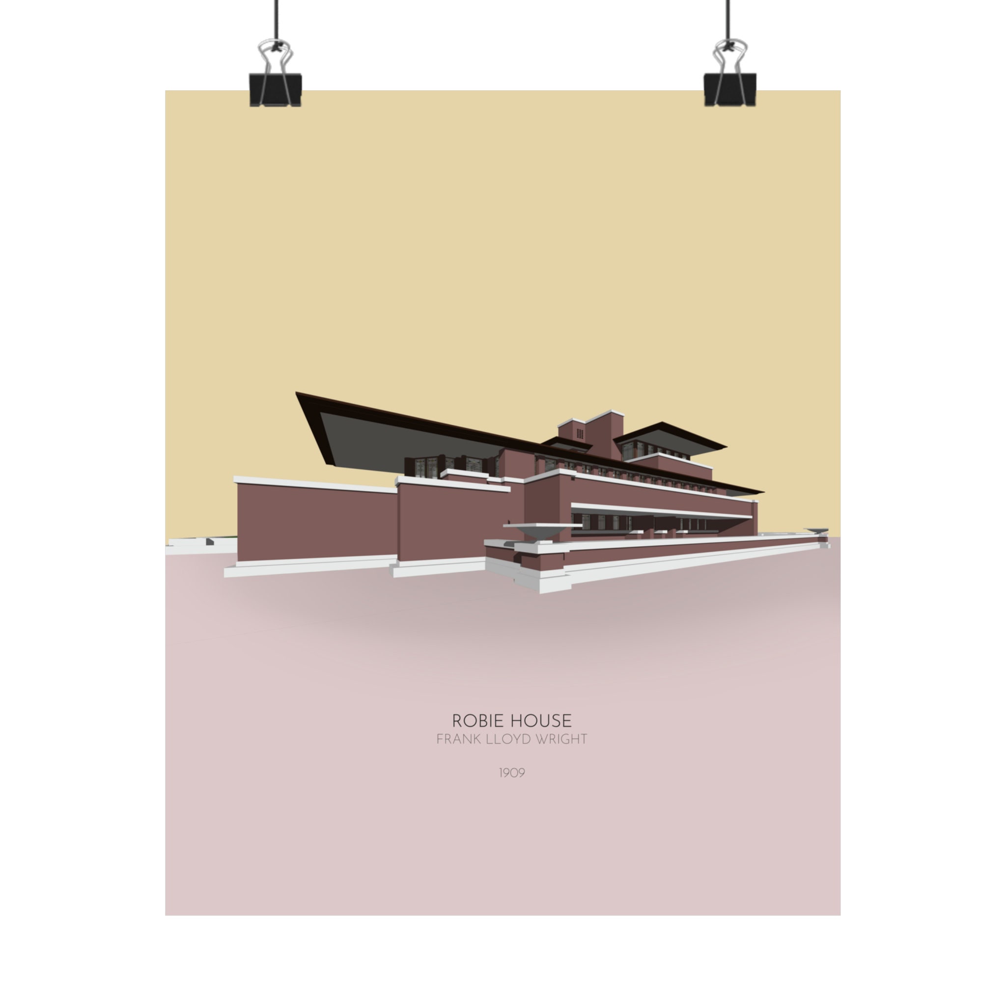 Robie House Poster Artwork Frank Lloyd Wright Architecture Gift ...