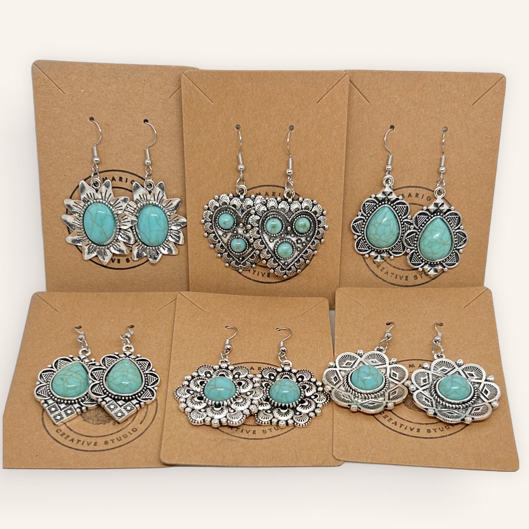 Rustic Rodeo Metal and Turquoise Drops - Etsy