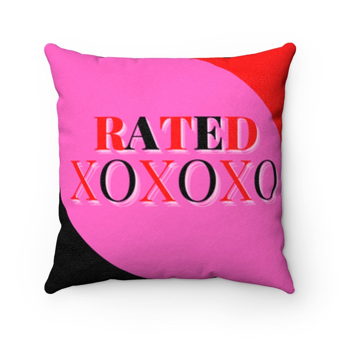 Rated XOXOXO Sexy Pink Red Black Faux Suede Square Pillow - Etsy