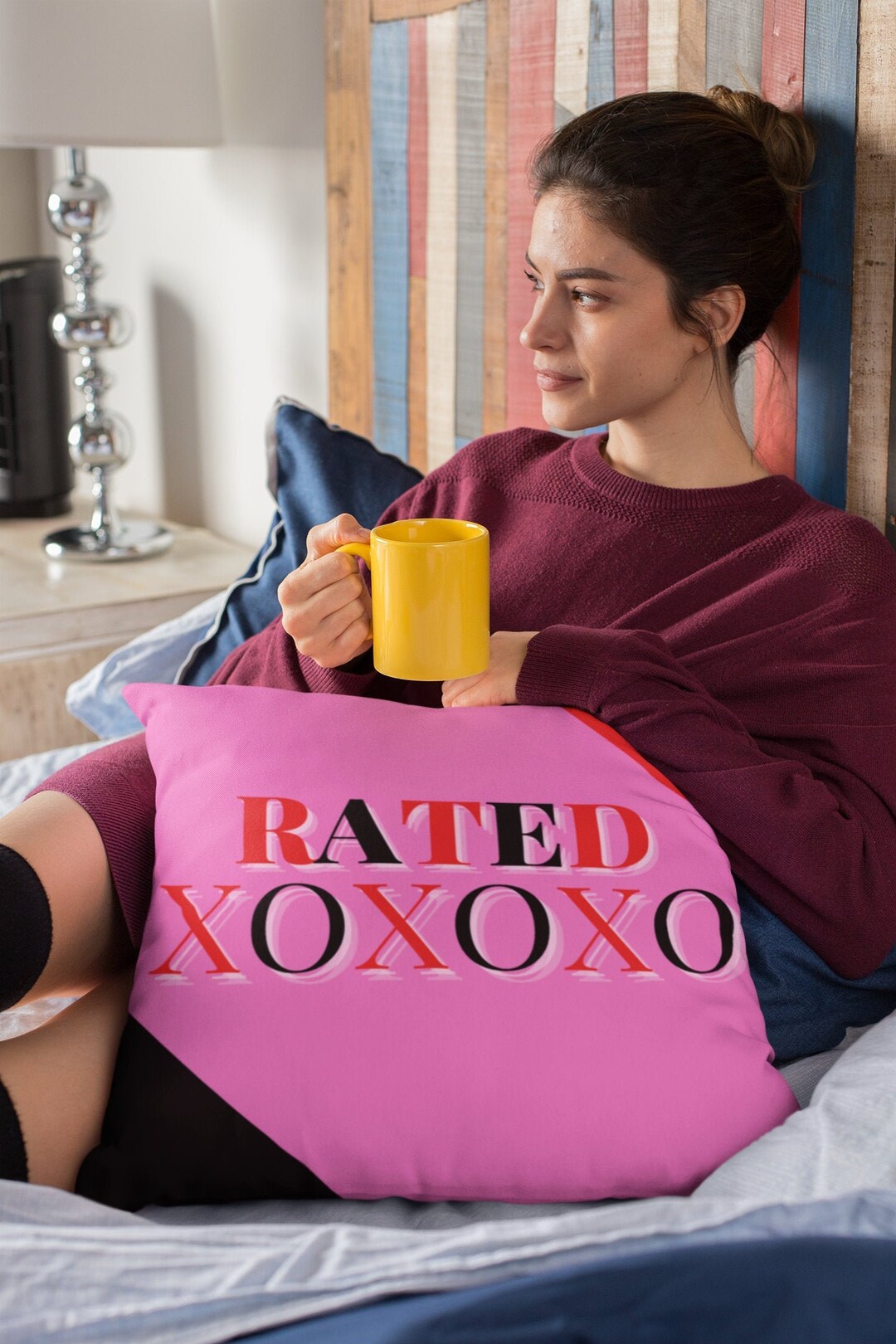 Rated XOXOXO Sexy Pink Red Black Faux Suede Square Pillow - Etsy