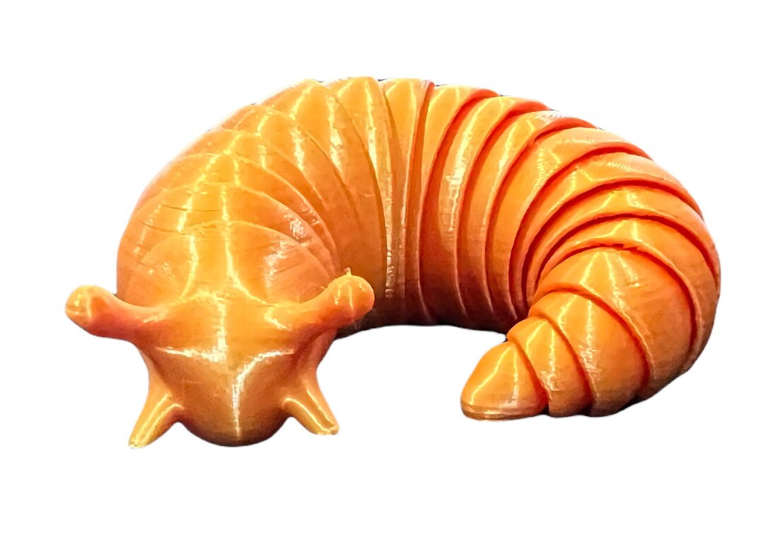 3D Printed Articulated Fidget Slug Silk Orange Toy Desk Accessory ...