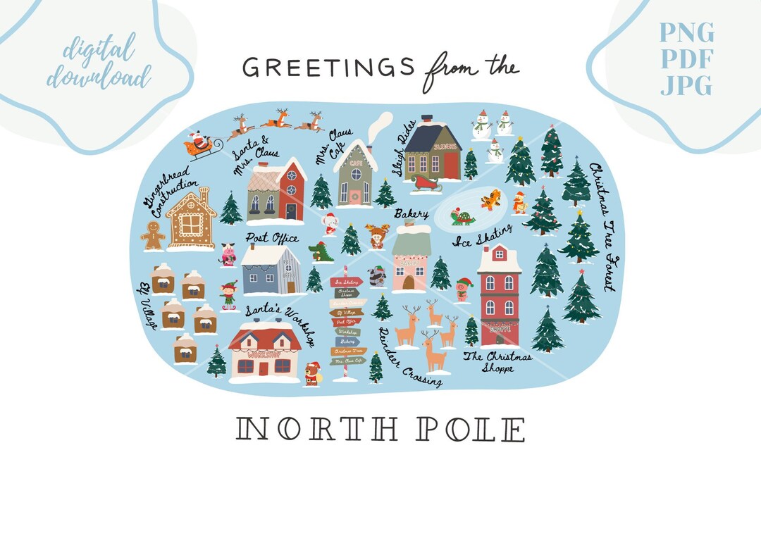 North Pole Christmas Village Clip Art: Holiday PNG (digital Download ...