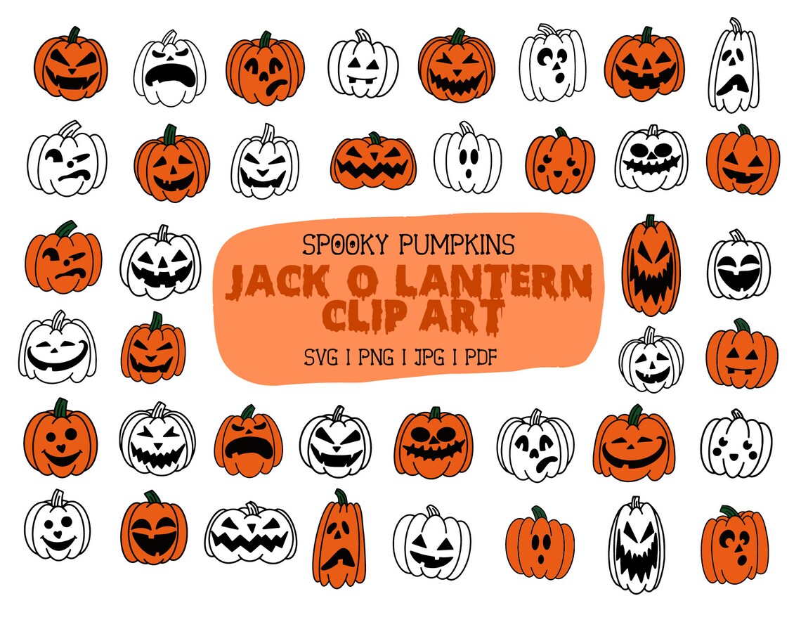 Jack-o-lantern SVG Bundle: Halloween Pumpkin Line Art (digital Download ...