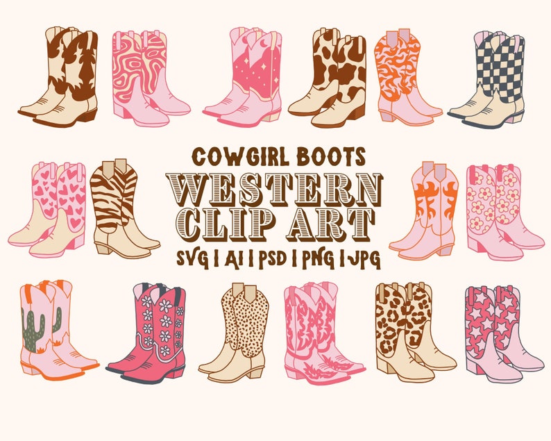 Cowboy Boots SVG Bundle: Retro Western Clip Art (digital Download) - Etsy